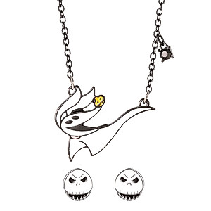 Disney The Nightmare Before Christmas Womens Necklace and Earrings Set - Zero and Jack Jewelry Set - Jewelry Sets for Women