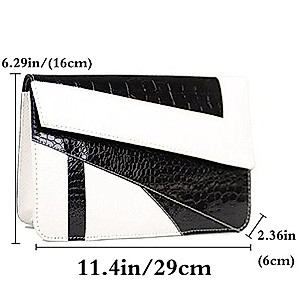 FiveloveTwo Womens PU Leather Clutch Handbags and Purse Wallet Crossbody Shoulder Party Wedding Shopping Shoulder Bags Satchels Black White
