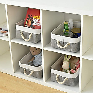 INough Dog Toy Box Gift Basket Pet Supplies Low Storage Basket for Dog Stuff Rectangle Dog Toys Bin Collapsible Small Basket for Closet, Baskets for Organizing Baby Kids (Rectangle)