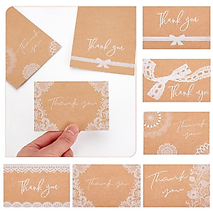 CRASPIRE Thank You Cards with Kraft Envelopes and Stickers 6 Set Blank Thank You Notes with Envelopes for Business Wedding Bridal Gift Shower Business Graduation