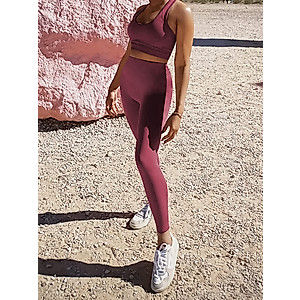 Women’s Yoga Outfits 2 piece Set Workout Tracksuits Sports Bra High Waist Legging Active Wear Athletic Clothing Set (Small, 1917 Living Coral)