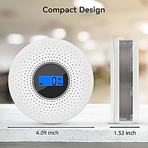 Smoke Detector Carbon Monoxide Detector Combo, Dual Sensor Smoke Alarm and Carbon Monoxide Detector Replaceable Battery Smoke Carbon Monoxide Detector with Digital Display for Travel, Home