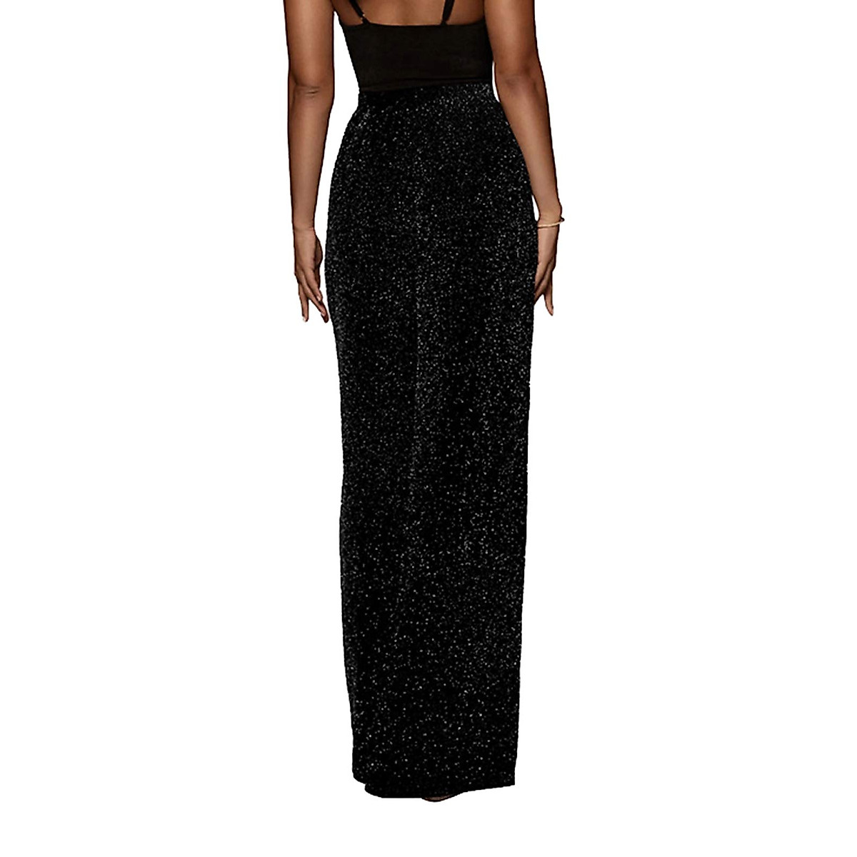 GUOLEZEEV Women Sparkle Party Pants Wide Leg Casual Loose Fit Long Palazzo Pant Black XL