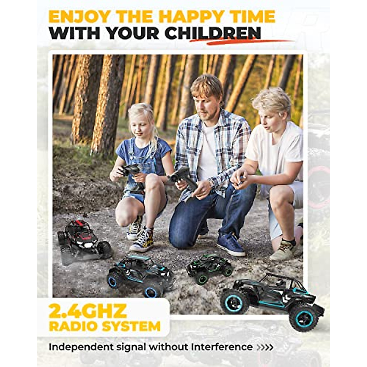 BEZGAR TB142 RC Cars-1:14 Scale Remote Control Car, 2WD High Speed 20 Km/h All Terrains Electric Toy Off Road RC Vehicle Truck Crawler with Two Rechargeable Batteries for Boys Kids and Adults-Green