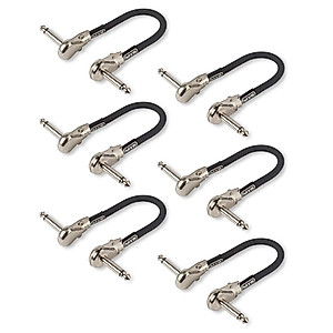 Dunlop MXR 6 Inch Right Angle Pancake Guitar Patch Cables for Effects Pedals, 6 Pack