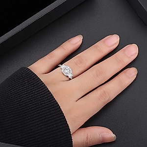 Ginger Lyne Collection Julieanna Engagement Ring for Women Halo Pave Sterling Silver Cubic Zirconia CZ Simulated Diamond Wedding Promise Bridal Jewelry