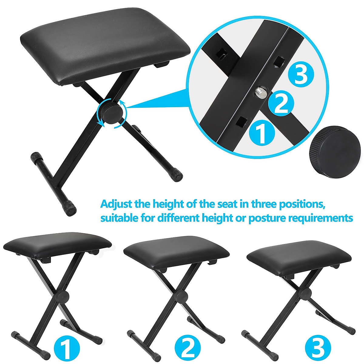 Smartxchoices 61-Key Electronic Keyboard Piano Stand Portable LED Display Keyboard Kit with Adjustable Stand, Adjustable Stool, Headphones, Microphone & Music Stand