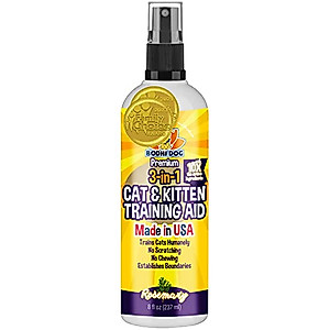 3-in-1 Cat & Kitten Training Aid with Bitter | Cat Training Spray for Indoor and Outdoor Use | Anti Scratch Furniture Protector | Establish Boundaries & Keep Cat Off | Made in The USA (8oz)