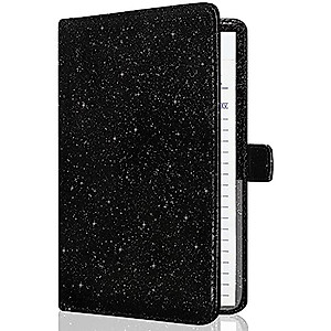 Server Books for Waitress - Leather Waiter Book Server Wallet Cute Waitress Book&Waitstaff Organizer, Waitress Book with Money Pocket&Magnetic Closure Fit Server Apron, Glitter Black
