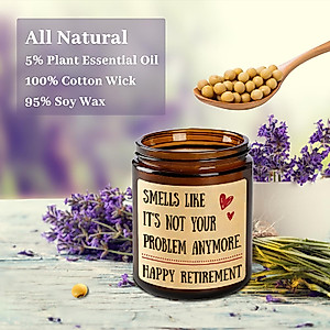 SUEHHYY Retirement Gifts for Women Woman Men 2024, Natural Soy Wax Lavender Scented Handmade Candle (7oz), Funny Happy Retirement Gifts for Teacher Nurse Coworker Boss Employee Friends