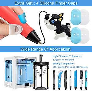 32 Colors Beautiful 3D Printing PLA Filament Sample Refill Pack, Each Color 10ft, Total 320ft PLA Refills, Fit for Most 1.75mm 3D Printer & 3D Pen, with Extra 4 Silicone Finger Caps by OEM MIKA3D