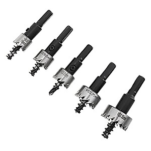ChgImposs 5Pcs 16-30mm 5/8-Inch to 1-3/16 Inch HSS Hole Saw Cutter, Drill Bits Set Heavy Duty Tool Kit for Stainless Steel, Aluminum Alloy, Plastic and Wood