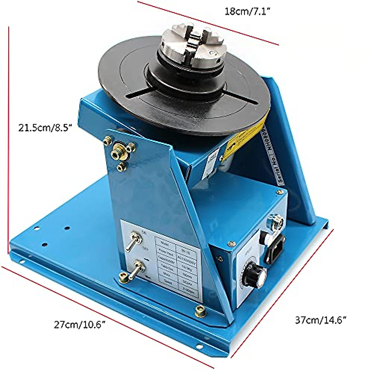 10KG Rotary Welding Positioner Turntable Table,DC24V 20W Mini 2.5" 3 Jaw Lathe Chuck,180mm Diameter Welder Positioner Turntable Machine,0-90°Adjustable Angle