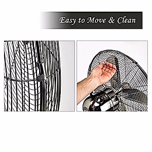 DecoBREEZE Pedestal Standing Floor Fan, 3 Speed Oscillating Fan with Adjustable Height, Pearl Black, Retro Fan, 16 inches