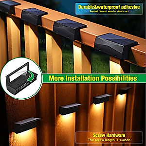 JOFIOS Solar Deck Lights Outdoor, 7 Colors Solar Step Lights LED Waterproof Solar Pool Side Lights Fence Lights Stair Light for Railing, Deck, Patio,Yard (6 Pack)