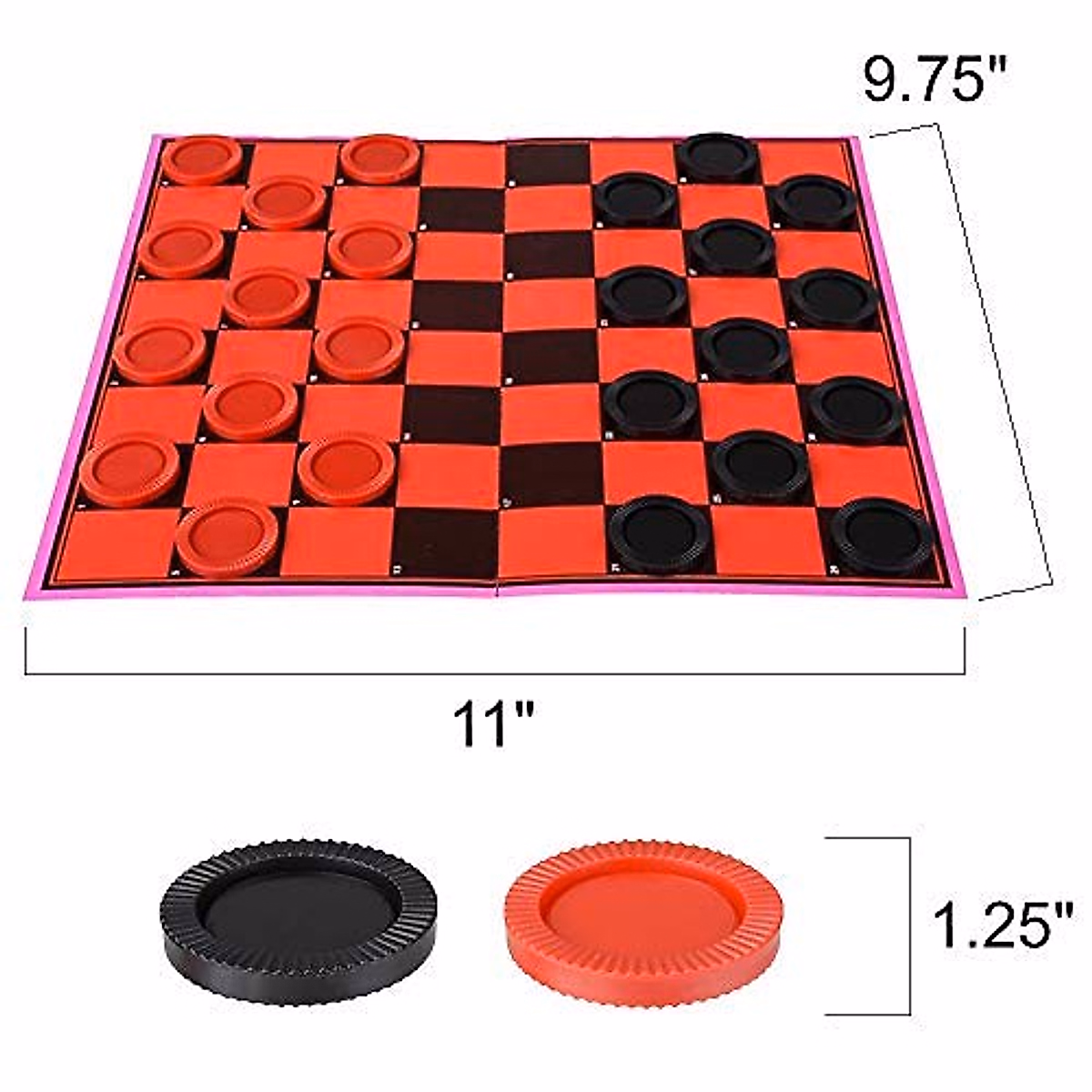 Gamie Checkers Board Game for Kids, Set of 6, Classic Checkers with Red and Black Pieces, Fun Travel Games for Kids and Adults, Cool Birthday Party Favors and Goodie Bag Fillers