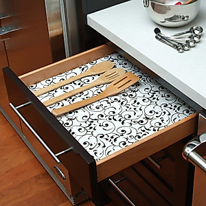 Con-Tact Brand Grip Prints Durable Adhesive Non-Slip Shelf and Drawer Liner, 18" x 4', Virtu Black