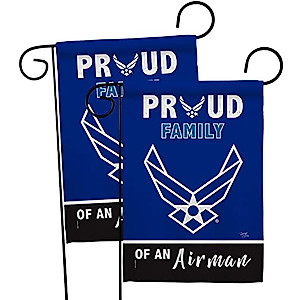 Breeze Decor Proud Family Airman Garden Flag 2pcs Pack Armed Air Force USAF United State American Military Veteran Retire Official House Banner Small Yard Gift Double-Sided, Made in USA