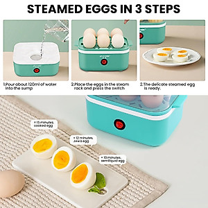 Triple Egg Cooker, 18 Egg Capacity Electric Egg Cooker with Auto Shut-Off Function makes hard, medium or soft boiled eggs quickly and meets your many needs for eggs and food.