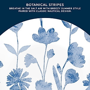 Corelle 6-Piece 8.5" Vitrelle Glass Lunch Plates, Lightweight, Scratch Resistant - Botanical Stripes