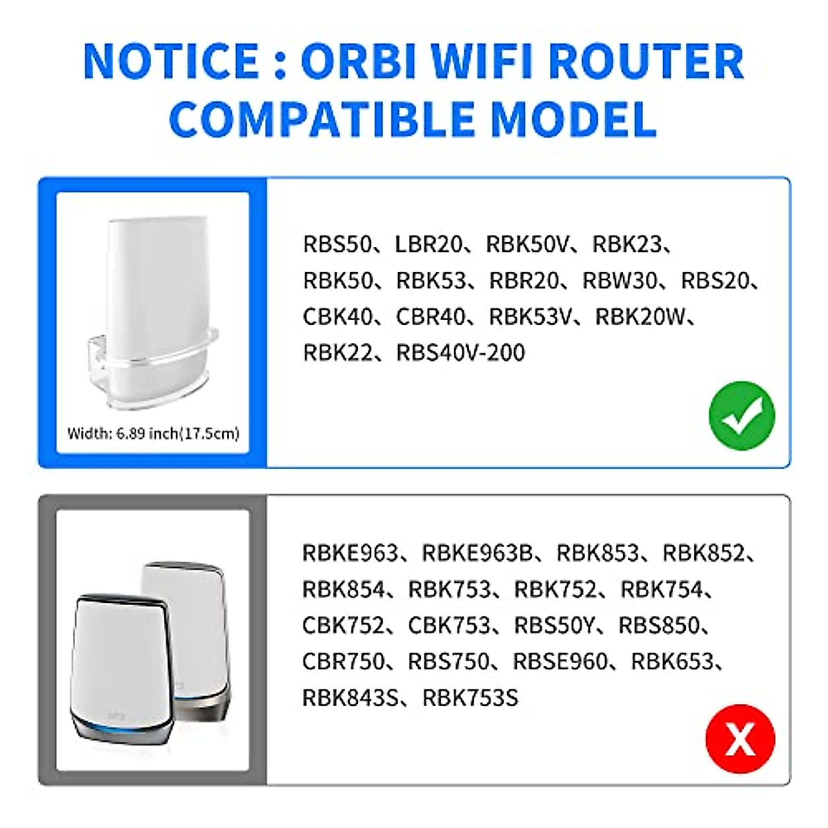 HomeMount for Netgear Orbi Wall Mount - Wall Mounting Bracket Kit Compatible with Orbi Tri-Band Router,Satellite,RBS50,LBR20,RBK50V,RBK23,RBK50,RBK53,RBS20,AC2200,AC3000 (Clear)