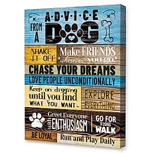 LISTNGBO Advice from a Dog Wall Art Canvas,Funny Dog Saying Canvas Painting Wall Decor for Dog Lover Home Farmhouse Living Room Office Bedroom