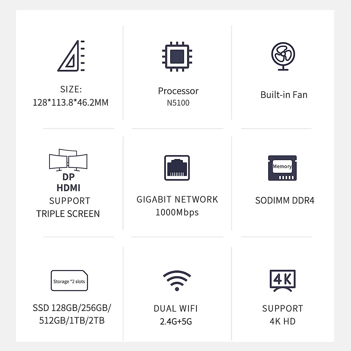 JMZZPC MAP02 Mini PC Windows 11 Preinstalled Intel 11th N5100 8GB DDR4 256GB M.2 SSD, Mini Desktop Computer 4K UHD Triple Display/Dual DDR4/Dual SSD/Dual WiFi/BT5.1/ RJ45/DP/Type C