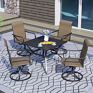 Nixtopia Patio Swivel Dining Chairs Set of 2 with Armrest, Comfortable Textilene Support and Metal Frame