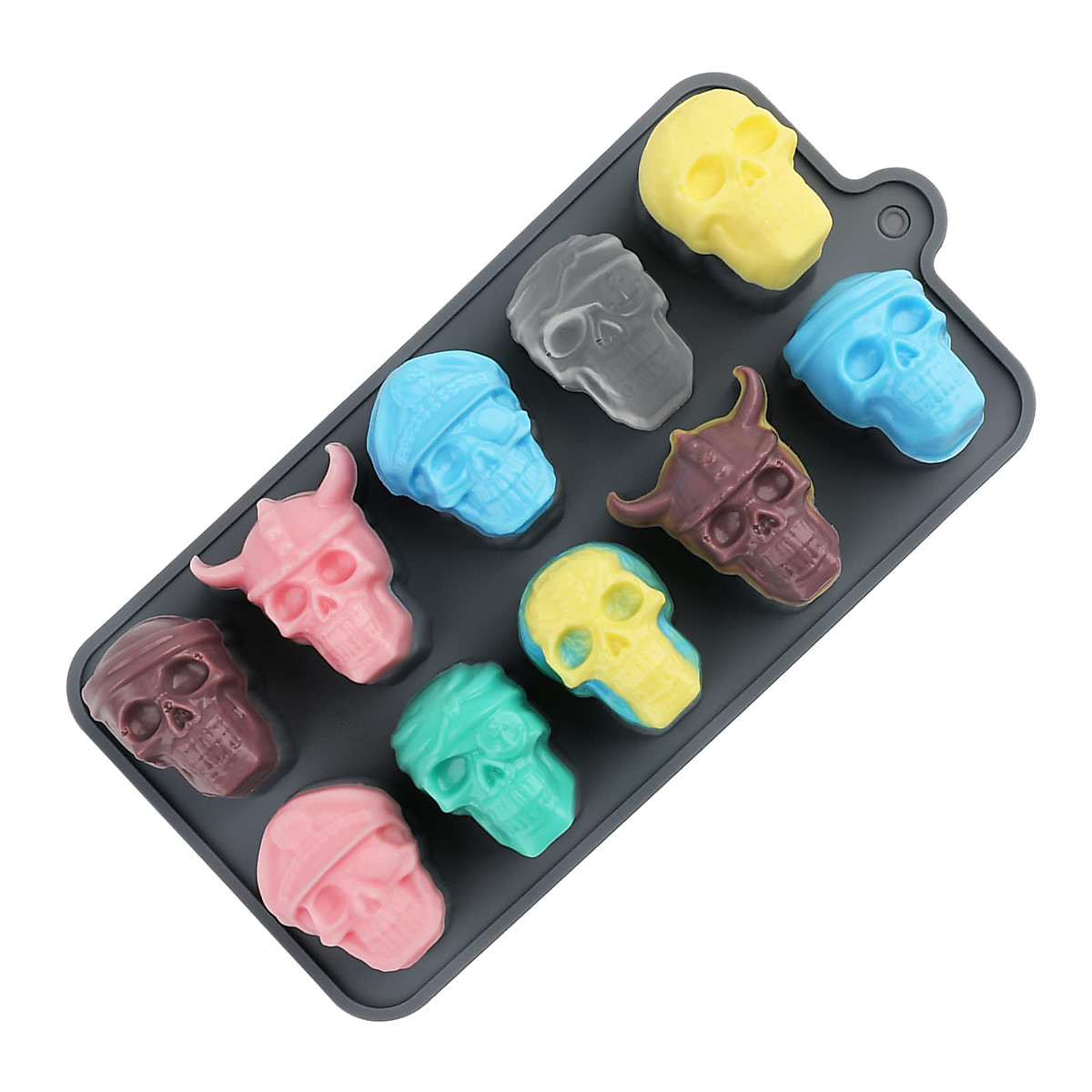 Skull Silicone Candy Mold for Hard Candy, Chocolates, Crayon, Jelly, Fondant, Jello,Whiskey Ice Cube Mold, Halloween Party Decoration, Pack of 2