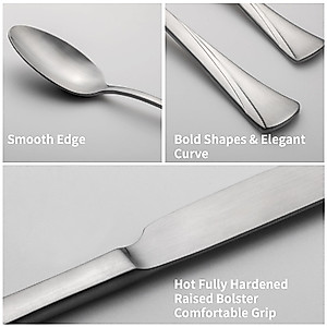 Alata Alice 20-Piece Silverware Set Stainless Steel Flatware Set,Service for 4,Matte Satin Polished Cutlery Set,Dishwasher Safe