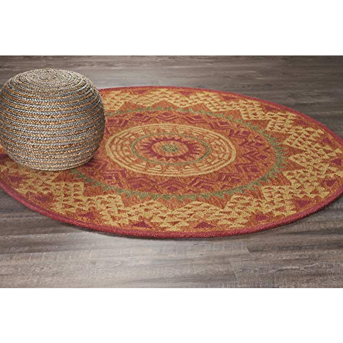 LR Resources Area Dazzle LR54059-RUS40RD Rust X 4 ft Plush Indoor Round Rugs, 4' x 4'