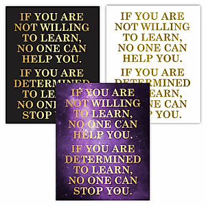 Motivational Wall Art for Office - Gold Foil 8 x 10 Unframed Prints - Positive Inspirational Quotes Encouraging Poster for Living Room Bedroom Bathroom Decor