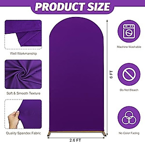 MODFUNS Purple Wedding Arch Cover 2.6x6FT Spandex Fabric Arch Backdrop Stand Cover Fit Round Top Arch Stand Cover Unique Arch Cover Backdrop Fabric for Party Birthday Bridal Baby Shower Backdrop