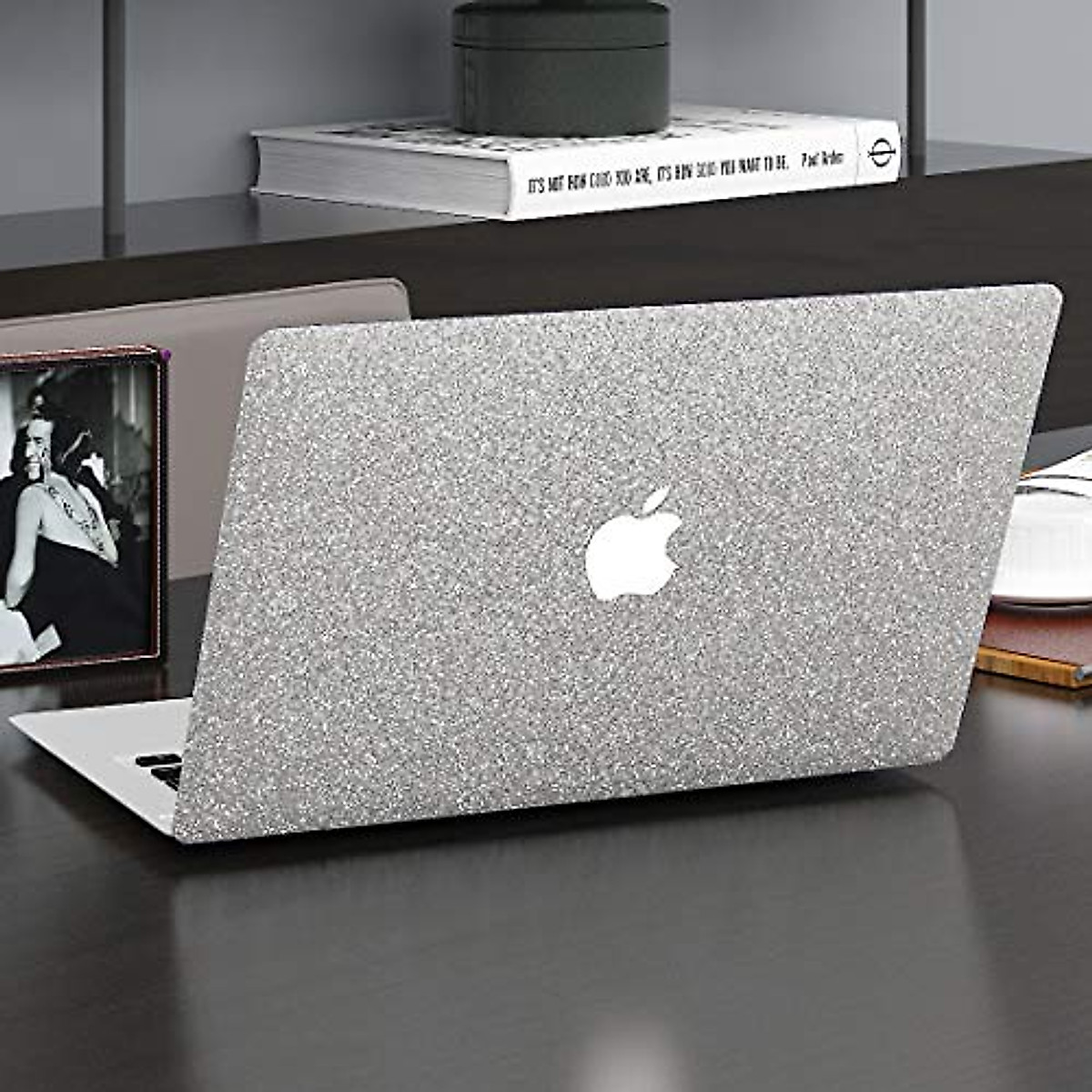 Livelynine 15.8x394 Silver Glitter Wallpaper Peel and Stick Decorative Contact Paper for Dresser Counters Tabletop Desk Crafts Walls Self Adhesive Silver Wall Decor Waterproof Glitter Vinyl Wrap