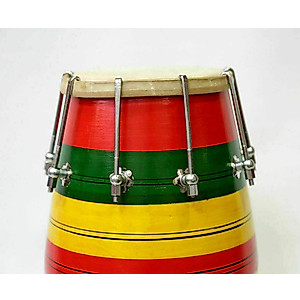 Generic IndienKultur Musical Instrument Wooden Nut & Bolt Small Size 12 Inch Baby Dholak For Kids