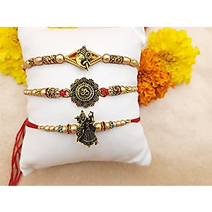 Rakhi for Brother,Stylish Bracelet God Idol RAKHI with BEST Design - Thread Raksha bandhan Rakhi Gift, Wrist bands for loving/Brother Sister, Father & Friends. (Rakhi Design 1, Small)