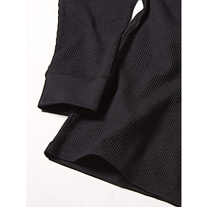 Amazon Essentials Men's Long Sleeve Slim-Fit Waffle Shirt - Black, X-Large