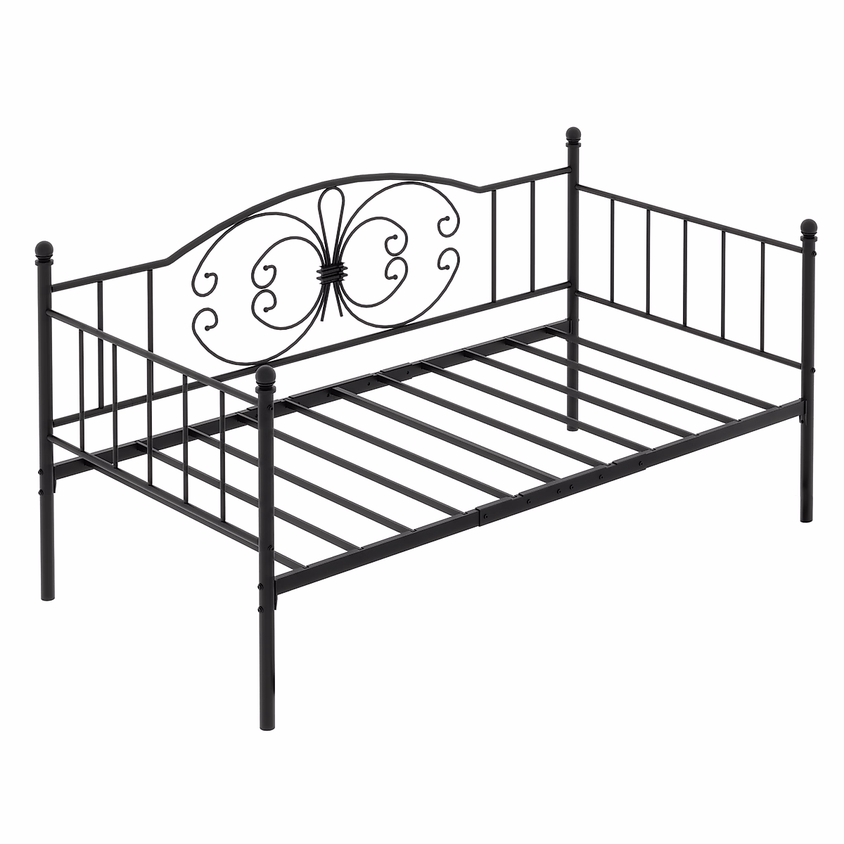 Doletaitan Twin-Daybed-Frame-Victoria-Metal Sofa-Bed - Platform Mattress Foundation with Steel Slat Support for Adult,Multi-Functional Furniture-Black