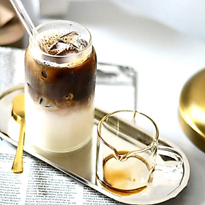 URMAGIC Good Morning Clear Glass Cup For Coffee/Beer/Milk/Tea/Water,13.5Oz Transparent Coffee Mug with Handle and Good Morning Sign,Milk Juice Tea Cup,Novelty Gift for Adults/Kids (C)