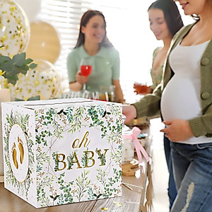 Floral Baby Shower Card Box Favors Post Box Cardboard Receiving Money Box Holder for Reception, Baby Showers, Anniversary, Baby Birthday Party Table Centerpiece Decorations
