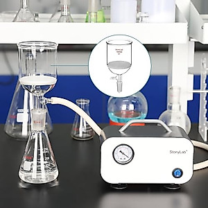 StonyLab Borosilicate Glass Buchner Filtering Funnel with Coarse Frit(G1), 46mm Inner-Diameter, 60mm Depth, with 24/40 Standard Taper Inner Joint and Vacuum Serrated Tubulation (60ml)