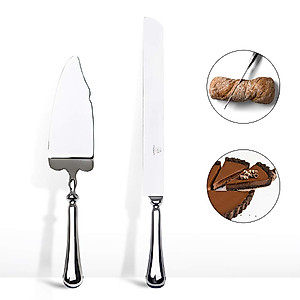 OTW PAVILION 2 Piece Wedding Cake Knife and Server Set,18/10 Stainless Steel Cake cutting Set Pie Server Cake Cutter Knife for Birthday,Anniversary,Holiday,Baby Shower,Party