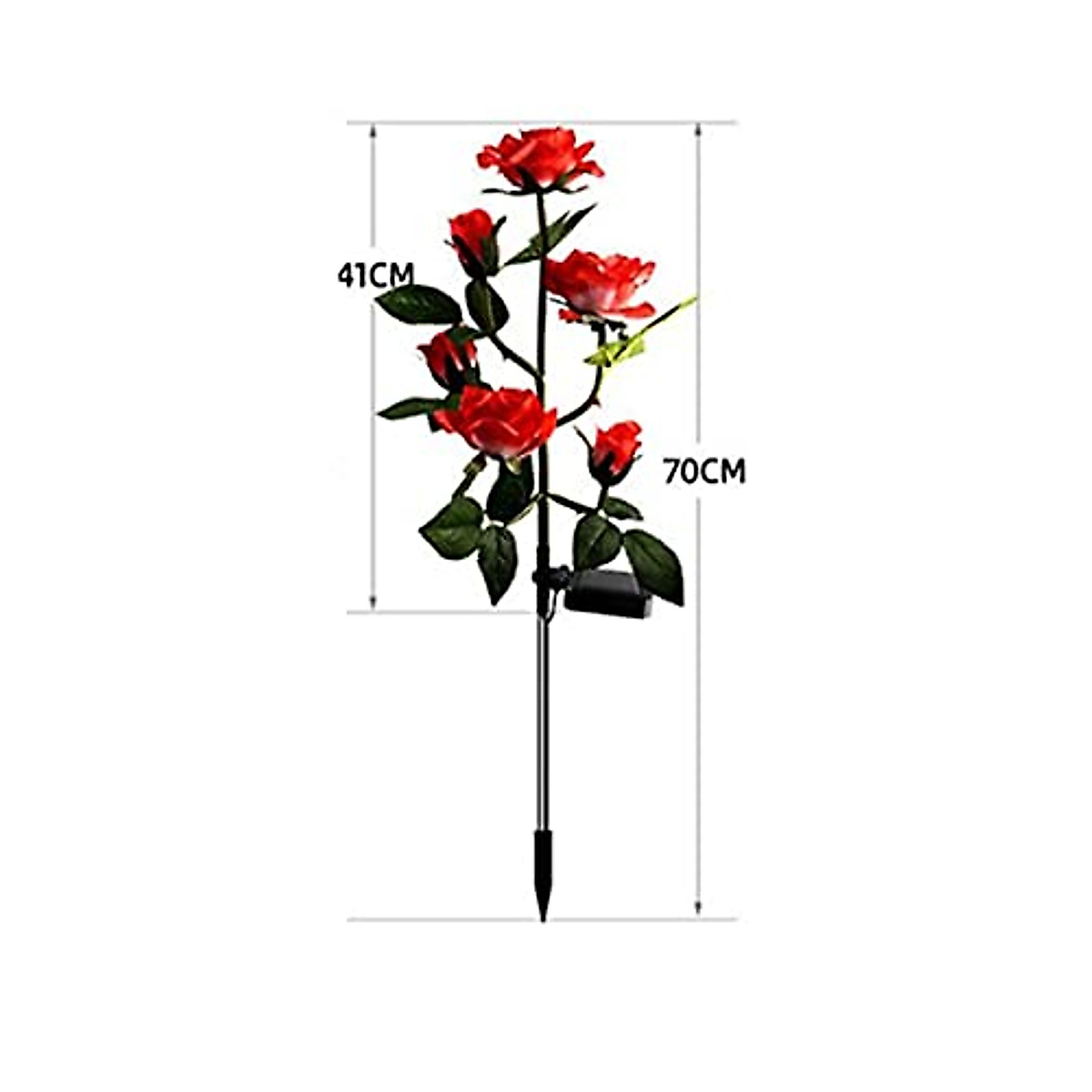 OPDENK Solar Powered Waterproof LED Path Light Simulation Rose Stake Light with 6 Flowers/Pack Outdoor Landscape Lawn Lamp for Garden Home Decoration Patio Yard (Red)