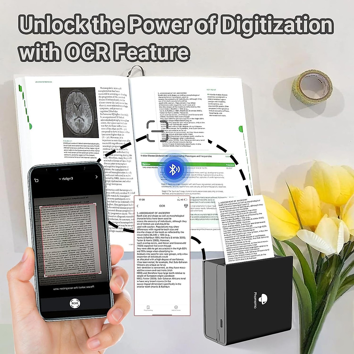 Phomemo Mini Bluetooth Mobile Printer - M02 Pocket Thermal Printer Portable Hand-held Ink-less Printers, Compatible with iOS/Android for Learning, To-do Lists, Journals, Planners, Scrapbooks, Labeling