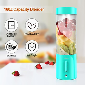 Portable Blender for Shakes and Smoothies, Vaeqozva 16OZ Personal Blender 6 Ultra Sharp Blades, Magnetic USB Rechargeable mini Blender bottle for Travel/Picnic/Office/Gym/Home