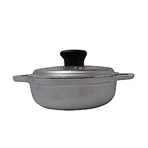 IMUSA USA 0.7Qt Traditional Colombian Mini Caldero (Dutch Oven) for Cooking and Serving, 0.7 Quart, Silver
