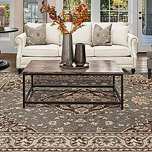 Superior Elegant Glendale Collection Area Rug, 8mm Pile Height with Jute Backing, Traditional Oriental Rug Design, Anti-Static, Water-Repellent Rugs - Grey, 8' x 10' Rug