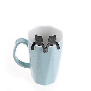 4 Pcs/Set Coffee Spoon Mini Cat Hugging Kitty Spoon,Tea Soup Sugar Dessert Appetizer Seasoning Bistro Spoon,Hanging Cup Spoon by OBANGONG