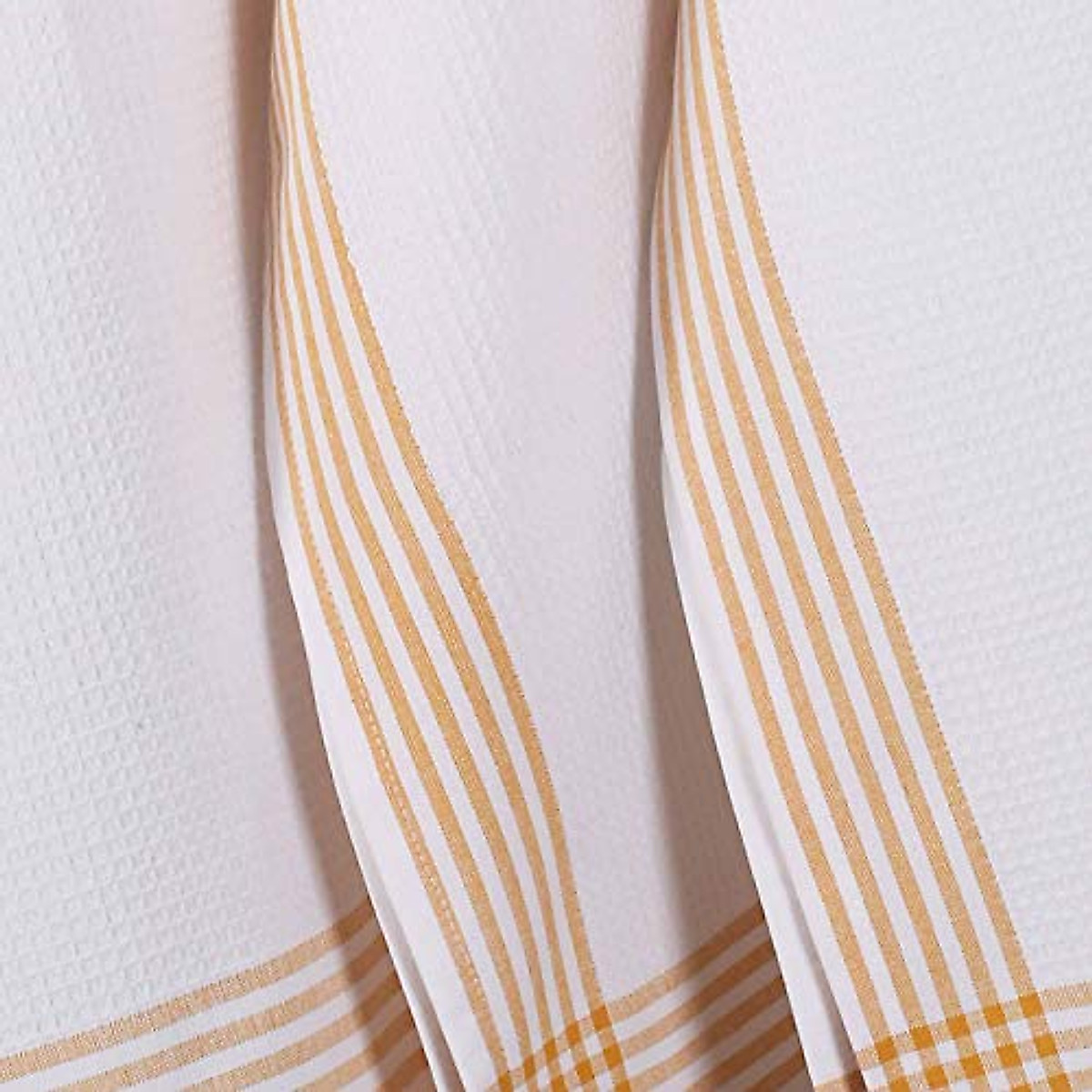 Softopia Cotton Set of 4 Border Waffle 100% Cotton Kitchen Dish Towels 18x26 Inches Absorbent Durable, Cleaning Towels with Hanging Loop, White Mustard Yellow