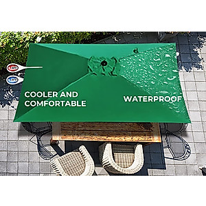 ASTEROUTDOOR Rectangular Patio Umbrella Outdoor Umbrella Market Table Umbrellas with Push Button Tilt, Crank and 6 Sturdy Ribs for Lawn, Garden, Deck, Backyard & Pool, 6.5 x 10ft, Beige